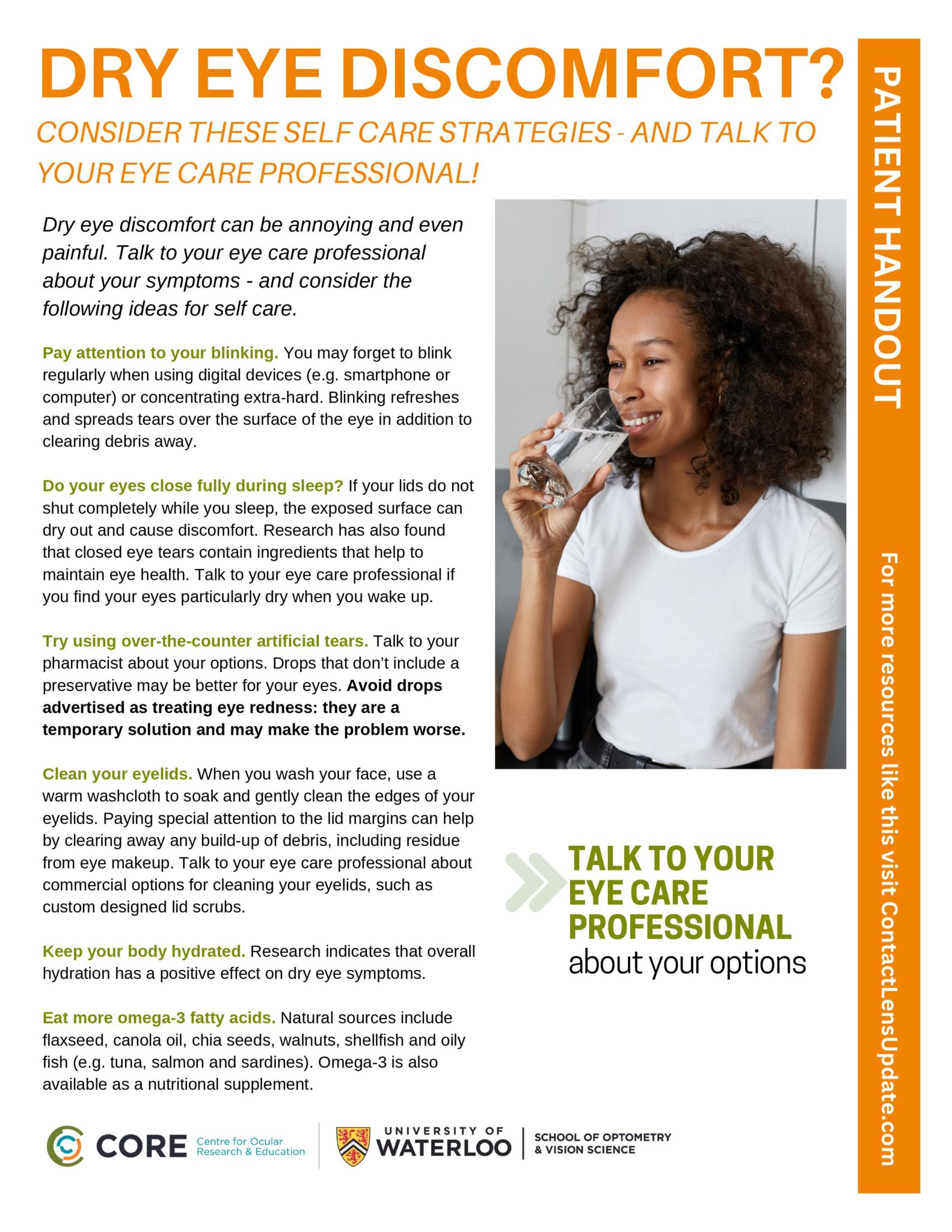 Patient Handout: Dry Eye Discomfort? | Contact Lens Update