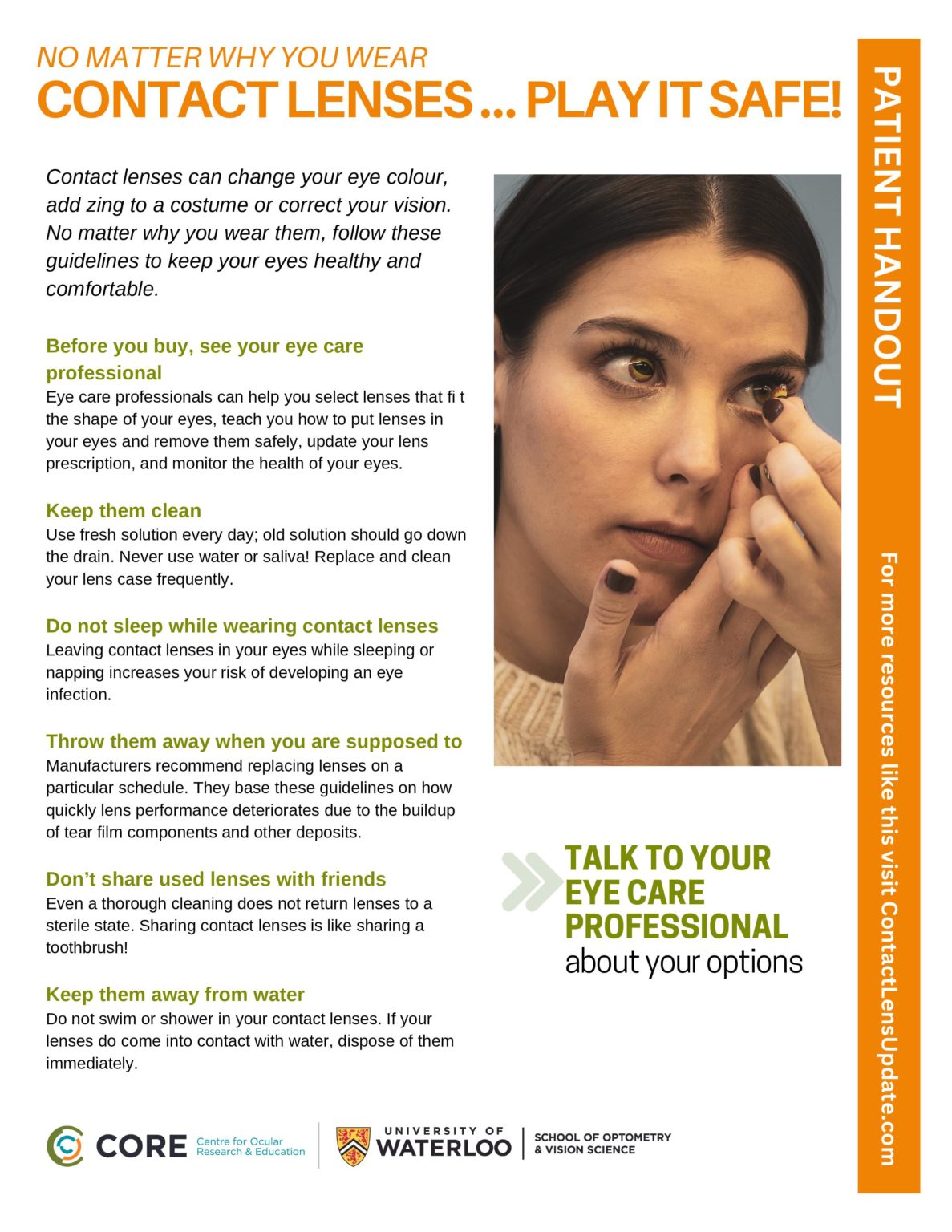 Patient Handout: Play it Safe No Matter What Type of Contact Lens ...